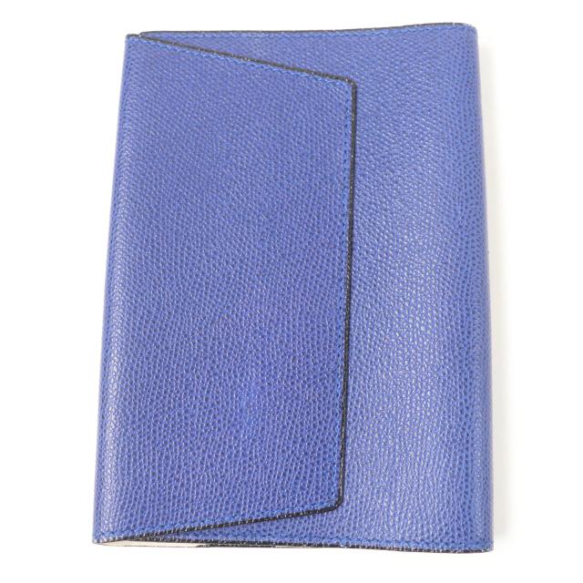 良品☆Valextra ヴァレクストラ レザー 文庫本用ブックカバー 小物 ブルー イタリア製 レディース メンズ