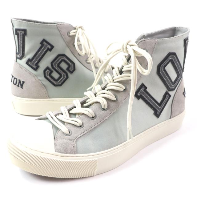 未使用品▼LOUIS VUITTON ルイヴィトン タトゥーライン ロゴ入り サテン スウェードレザー ハイカットスニーカー 7 箱・保存袋付 メンズ