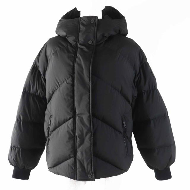 極美品◎HERMES エルメス 2024年製 4H0178DR クルードセルワッペン・フード付き ダウンジャケット ブラック 34 ハンガー付 伊製 正規品