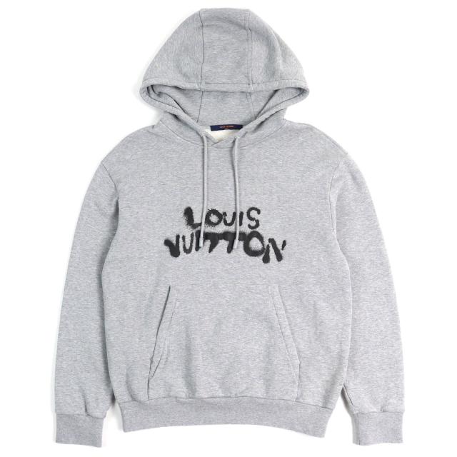 美品△LOUIS VUITTON ルイヴィトン 21AW ネオンワーキングマン コットン100％ ロゴプリント プルオーバー フーディ パーカー S 正規品