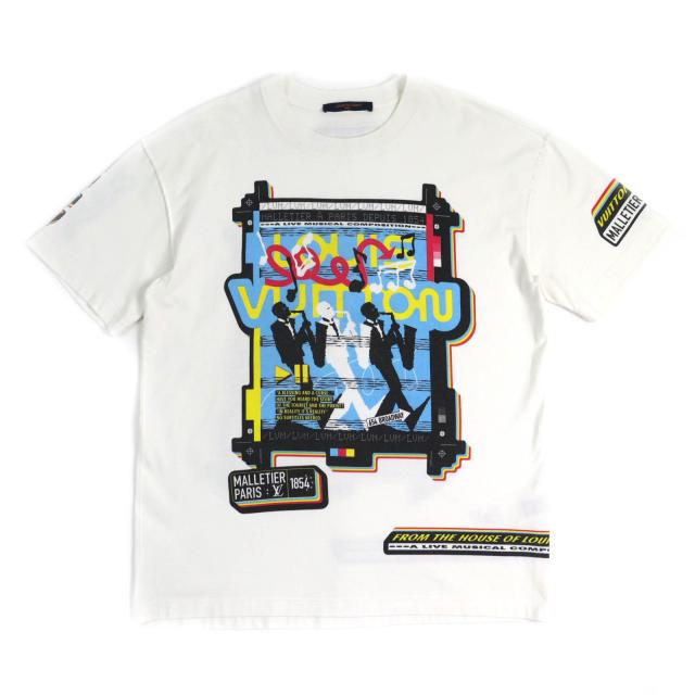美品△LOUIS VUITTON ルイヴィトン 23SS LVジャズフライヤー コットン100％ クルーネック 半袖Ｔシャツ ホワイト マルチカラー M 正規品