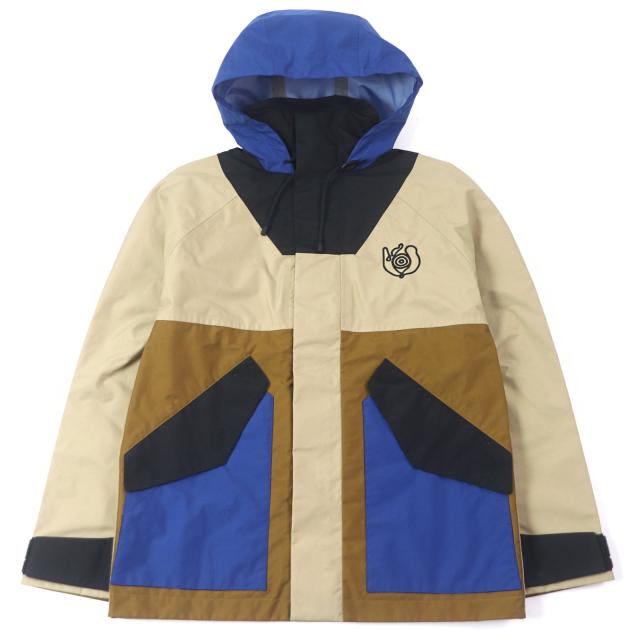 美品○LOEWE ロエベ H2108161NU Eye LOEWE Nature ELN PARKA JACKET ロゴ刺繍 カラーブロック マウンテンパーカー XS 正規品 メンズ