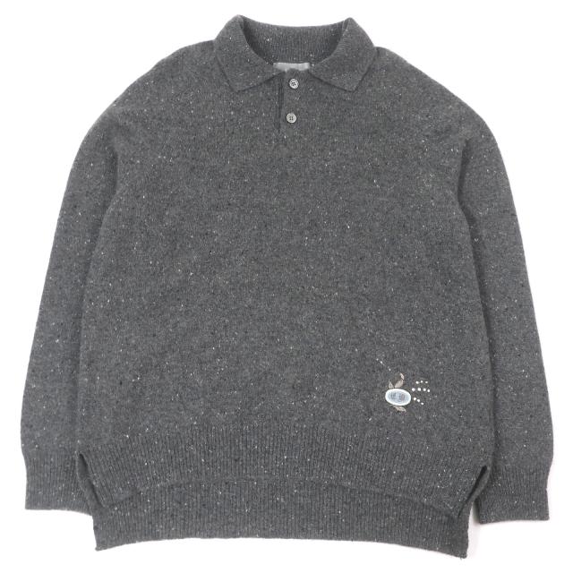極美品□DIOR ディオール オム 243M830AT449 カシミヤ100％ スズラン ロゴワッペン セーター ニット グレー M イタリア製 正規品 メンズ