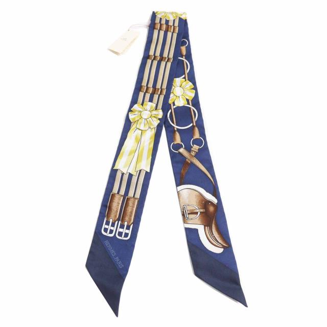 未使用品◎HERMES エルメス ツイリー JUNPING ジャンピング  シルク100％ スカーフ ネイビー マルチ 箱付 フランス製 正規品 レディース