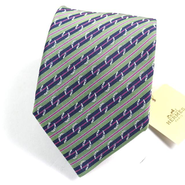 未使用品○HERMES エルメス 659087T CRAVATE SOIE LOURDE クラヴァット シルク100% ホースシュープリント 馬蹄総柄 ネクタイ メンズ