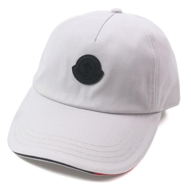 美品▼MONCLER モンクレール 2022年製 コットン100% ラバーワッペン付き ベースボールキャップ 帽子 ライトグレー 正規品 メンズ