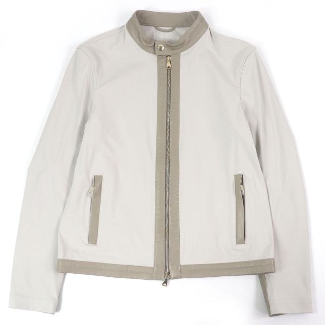 極美品□EMMETI エンメティ JURI ラムレザーパイピング WZIP ライダースジャケット ベージュ 48 ハンガー付 イタリア製 正規品 メンズ