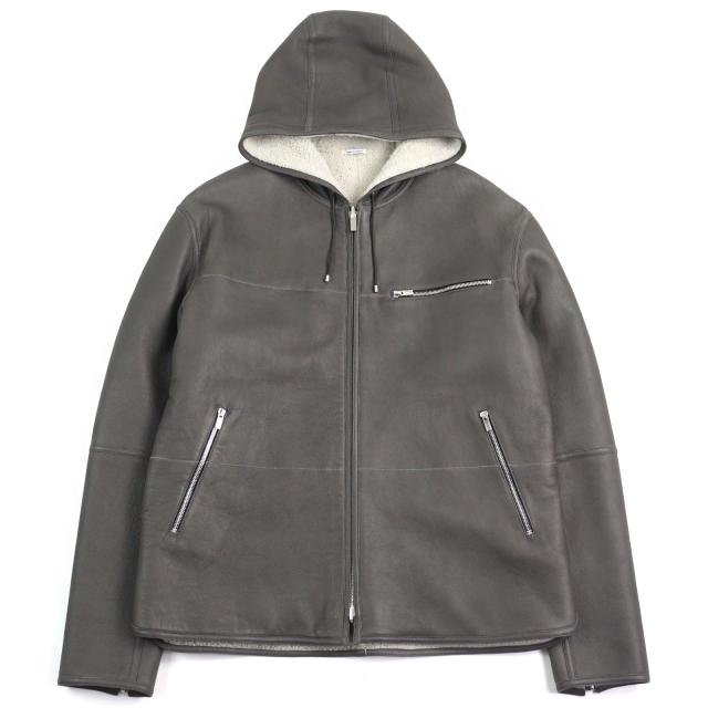 極美品○HERMES エルメス 053265HATC54 羊革 牛革 リバーシブル ダブルフェイス シアリング ムートンジャケット ブルゾン XL相当 正規品