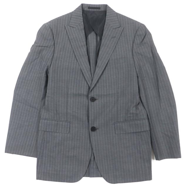 美品▼バーバリーブラックレーベル ウール スーパー100S ストライプ ロゴ入りボタン シングルジャケット テーラード 36 正規品 メンズ