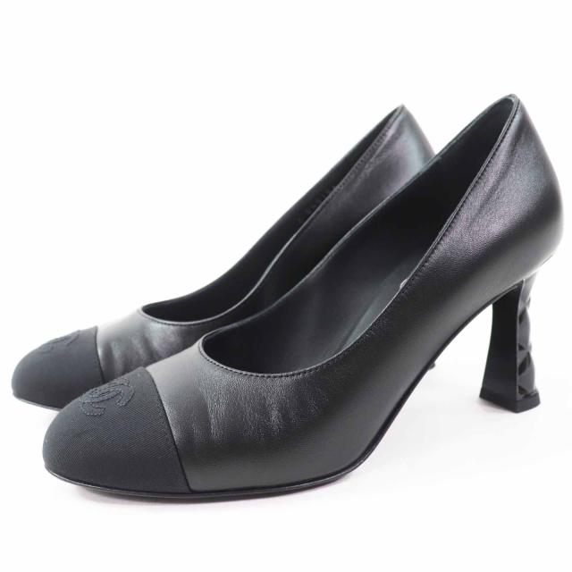 美品◎CHANEL シャネル G40154 マトラッセヒール ココマークステッチ レザー パンプス ブラック 36 箱・保存袋付 イタリア製 レディース