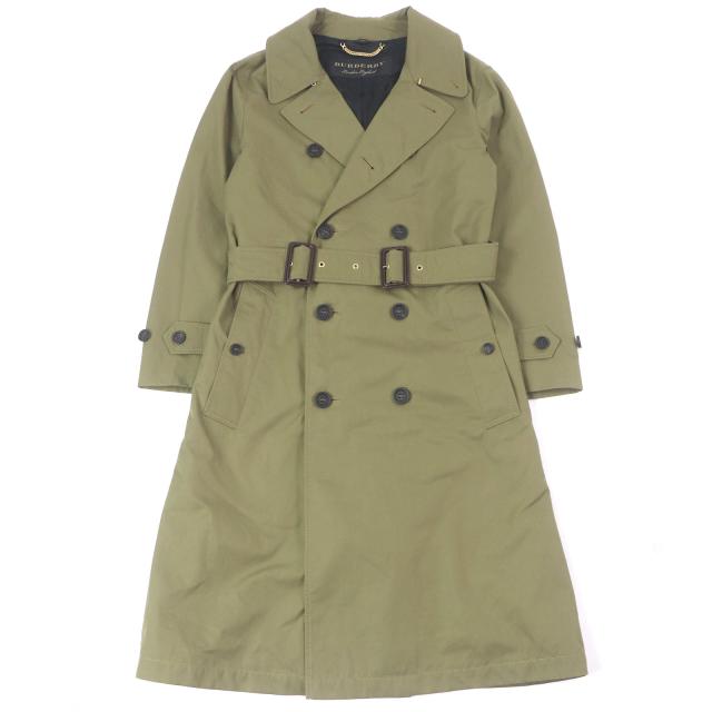 極美品□BURBERRY バーバリー 4551350 コットン100% ロゴボタン トレンチコート カーキ 44 ガーメント付き イタリア製 正規品 メンズ