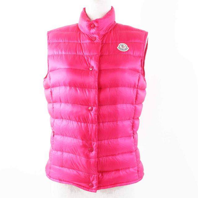 美品◎MONCLER モンクレール LIANE リアーネ  ロゴワッペン付き ダウンベスト ピンク 1 正規品 レディース ポケッタブル用収納袋付き