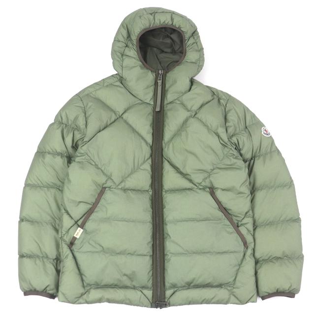 極美品□MONCLER モンクレール 21-22AW REYNAUD フーデッド ダウンジャケット セージグリーン 0 ハンガー・ガーメント付き 正規品 メンズ