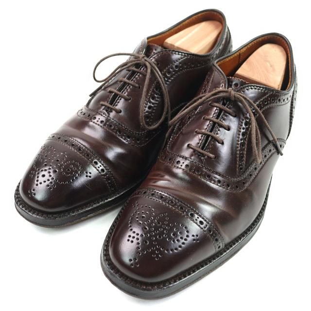 美品○ALDEN オールデン 5160 Leather Soul別注 レザーソウル キャップトゥ セミブローグ コードバン ドレスシューズ レザーシューズ 6.5