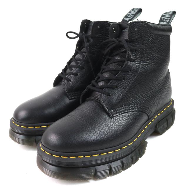 極美品△Dr.Martens ドクターマーチン RIKARD POLISHED SMOOTH 8I リカード 8ホール レースアップ レザー ショートブーツ ブラック UK6