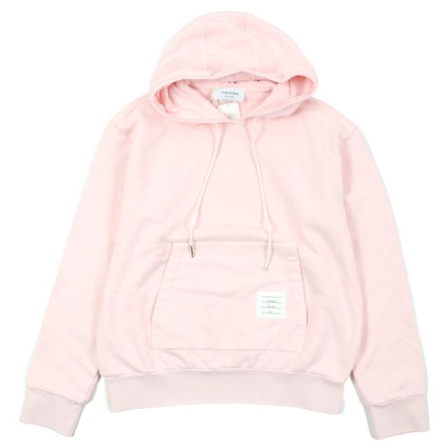 未使用品▼THOM BROWNE トムブラウン MJT272B コットン100% バックトリコロール プルオーバー パーカー ピンク 1 伊製 正規品 メンズ