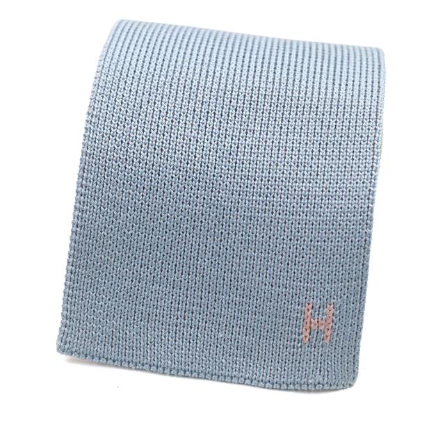 極美品○HERMES エルメス キャトル・タン シルクマイユタイ シルク Hモチーフ バイカラー リバーシブル ニットタイ ネクタイ メンズ