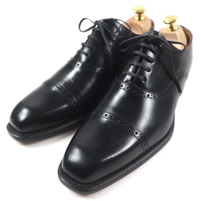 未使用品▼REGAL リーガル ストレートチップ パーフォレーション レースアップ レザーシューズ ブラック 25 日本製 メンズ ビジネス◎