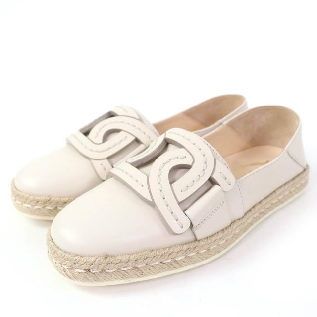 未使用品☆TOD’S トッズ KATE ケイト 2WAY エスパドリーユ レザー スリッポン アイボリー 34.5 箱・保存袋付き イタリア製 レディース