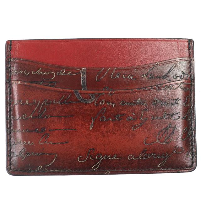 美品△Berluti ベルルッティ バンブー カリグラフィ レザー カードケース 名刺入れ パスケース ブラウン イタリア製 メンズ