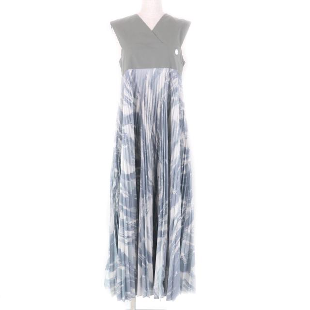 未使用品★MONCLER GENIUS 4×HYKE モンクレールジーニアス4×ハイク 2022年製 ABITO ウエスト切替 ロング丈 プリーツワンピース 38 伊製