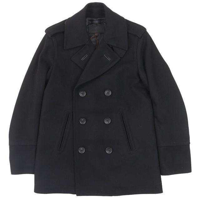 未使用品△COACH コーチ F85828 ウール ロゴボタン ダブルブレストジャケット ピーコート ブラック XS ガーメント付き 正規品 メンズ