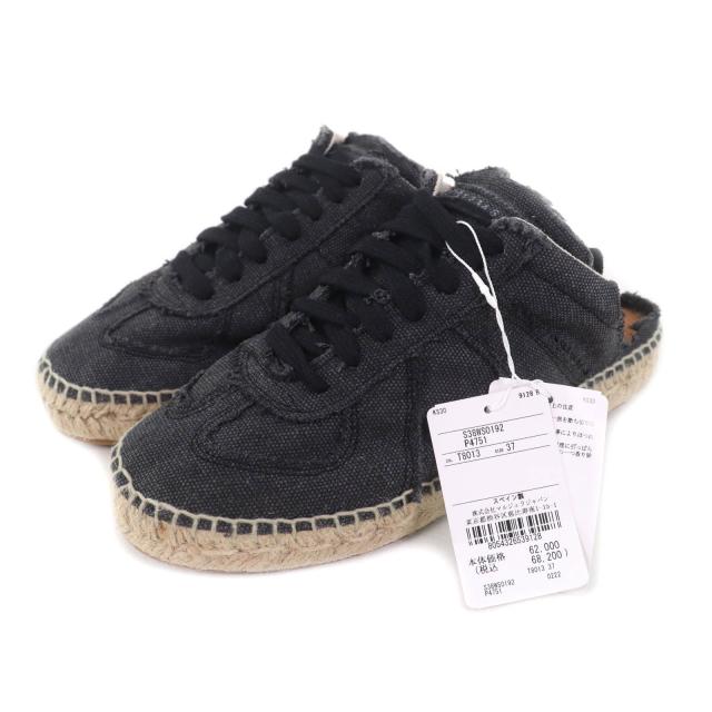 未使用品★Maison Margiela 22 メゾンマルジェラ22 S38WS0192 エスパドリーユ レースアップ デニム サボ スニーカー 黒 37 箱・袋付