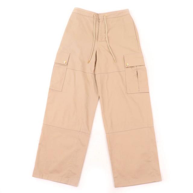 極美品☆CELINE セリーヌ 2P06A539W トリオンフ金ボタン ハイウエスト コットン100％ ルーズフィット カーゴパンツ 38 正規品 レディース
