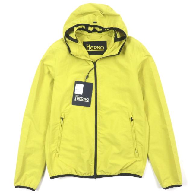 未使用品▼Herno ヘルノ 2018年製 GI0154U フード・ラバーロゴプレート付き WZIPUP マウンテンパーカー イエロー 46 ハンガー付き 正規品