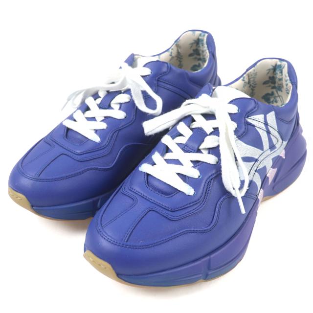 美品○GUCCI  New York Yankees グッチ ニューヨーク・ヤンキース 548638 ライトン MLB限定品 ロゴ入り NYプリント レザースニーカー 6