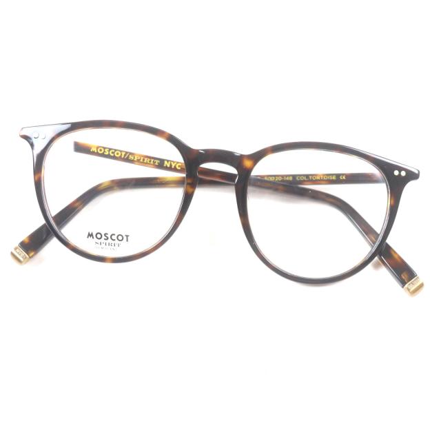 極美品▼MOSCOT モスコット JARED マーブル柄 ラウンド メガネ 眼鏡 アイウェア クリアブラウン 50□20-148 デモレンズ ケース付 メンズ