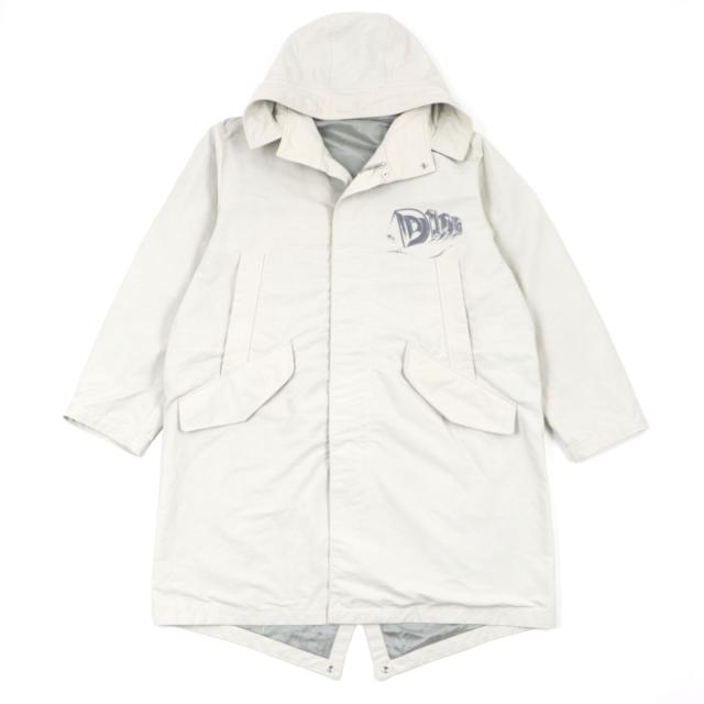 極美品▼DIOR ディオール オム 23AW 39C308A5834 バックプリント フード付き テクニカルコットン WZIPUP モッズコート 48 正規品 メンズ