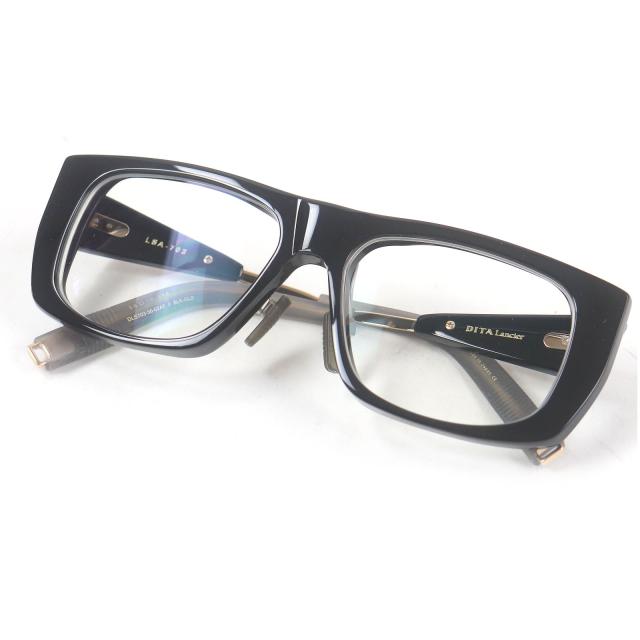 良品□DITA Lancier ディータ ランシアー LSA-703 メガネ 眼鏡 アイウェア ブラック ゴールド 56□16-146 度入り 箱・ケース付き 日本製