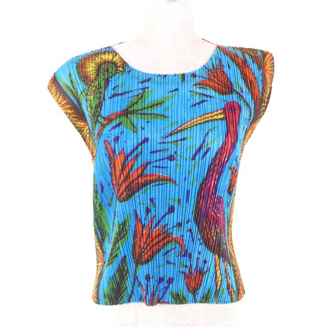 極美品★PLEATS PLEASE プリーツプリーズ イッセイミヤケ PP14-JK241 希少 アニマルプリント セーラーカラー ノースリカットソー 3