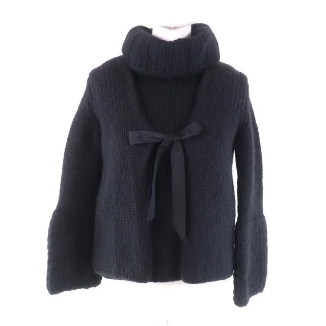 美品★GUCCI グッチ 104561 Vネックカーディガン＋ノースリニット 2点set 厚手 ニット アンサンブル ブラック S イタリア製 正規品