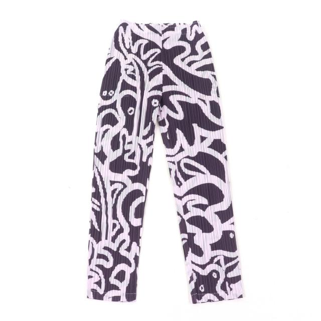 極美品★PLEATS PLEASE プリーツプリーズ イッセイミヤケ PP33JF713 SEEKER アニマルプリント プリーツ パンツ パープル 3 日本製 正規品