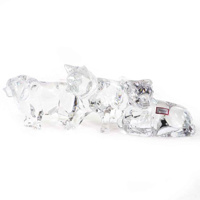 未使用品△Baccarat バカラ クリスタル 干支 牛 未 戌 ウシ ヒツジ イヌ オブジェ 置物 フィギュリン インテリア 3点セット クリア