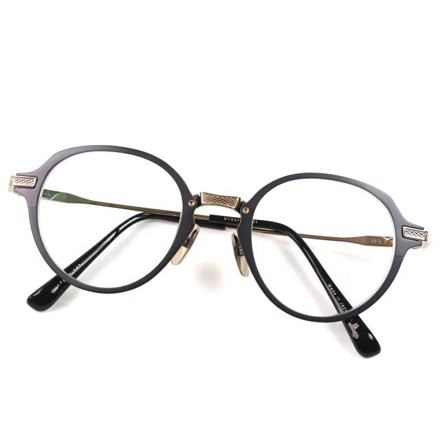 極美品○DITA ディータ DTX426 UNION-FOUR ロゴ金具付き メタルリム ボストンシェイプ メガネ 眼鏡 アイウェア 47□21-145 度入り