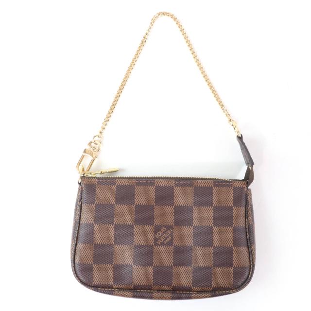 極美品☆LOUIS VUITTON ルイヴィトン N58009 ミニ・ポシェット・アクセソワール ダミエ・エベヌ ブラウン フランス製 レディース