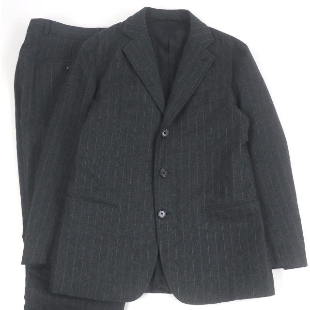 極美品□HERMES エルメス 20AW ウール100％ ストライプ柄 中綿入り シングルスーツ グレー 48 ガーメント付き イタリア製 正規品 メンズ