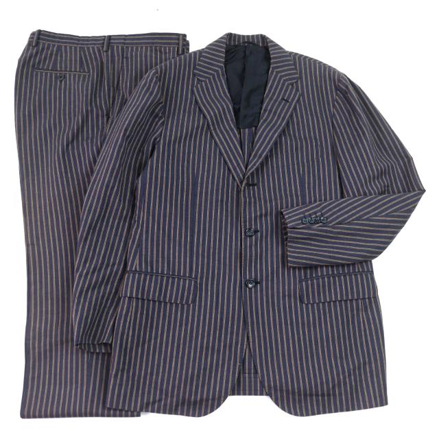 【ドンドン見直し】美品○Sartorio サルトリオ モヘア混 大きめサイズ 段返り シングル 3B スーツ ストライプ柄 50 / 54 メンズ