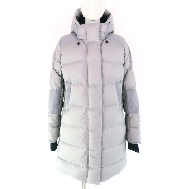 未使用品△  カナダグース 5077W Alliston Coat ロゴワッペン サムホール ZIP UP ロング ダウンコート ライトグレー M 正規品