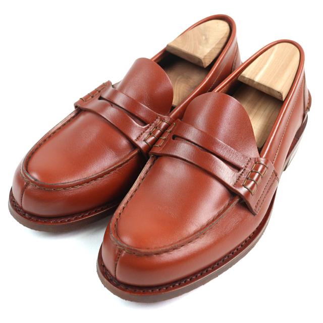 美品○CHURCH’S チャーチ PEMBREY レザー ラスト126 スプリットトゥ ヒールカウンター ペニーローファー ブラウン 6 メンズ