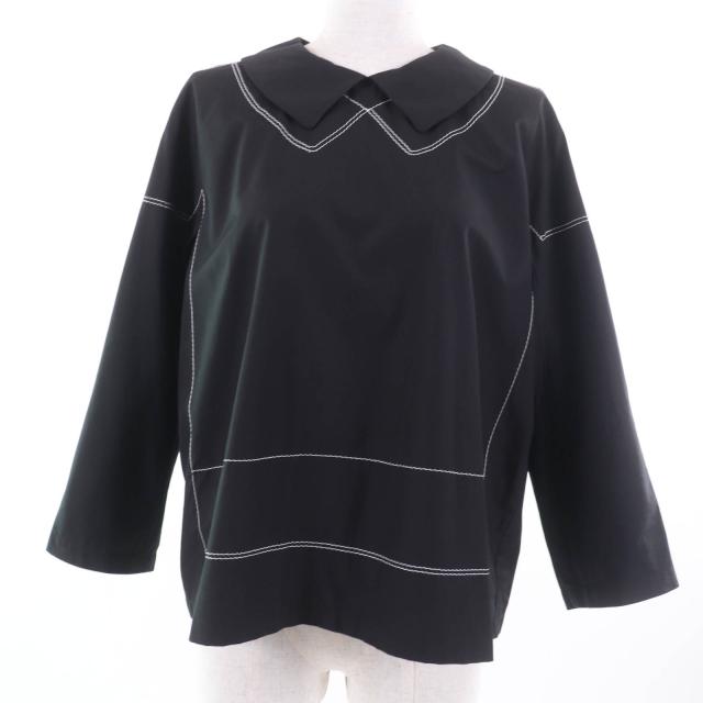 極美品☆COMME des GARCONS コムデギャルソン コムデギャルソン コムコム ステッチデザイン 長袖シャツ ブラック M 正規品　レディース