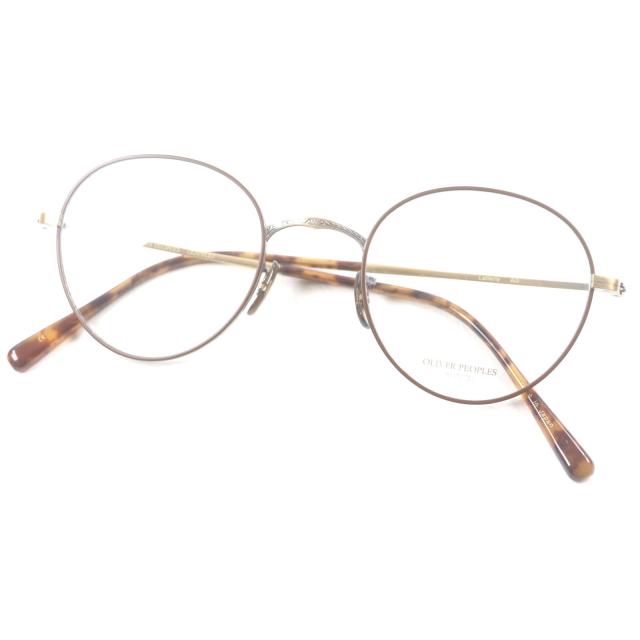 未使用品▼オリバーピープルズ Lafferty AG マーブル ボストン メガネ アイウェア アンティークゴールド ブラウン 48□22-145 デモレンズ