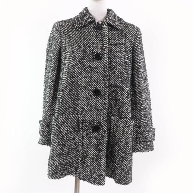 極美品☆BURBERRY LONDON バーバリーロンドン ウール モヘア混 裏地ノバチェック柄 ツイード コート ブラック系 38 正規品 レディース