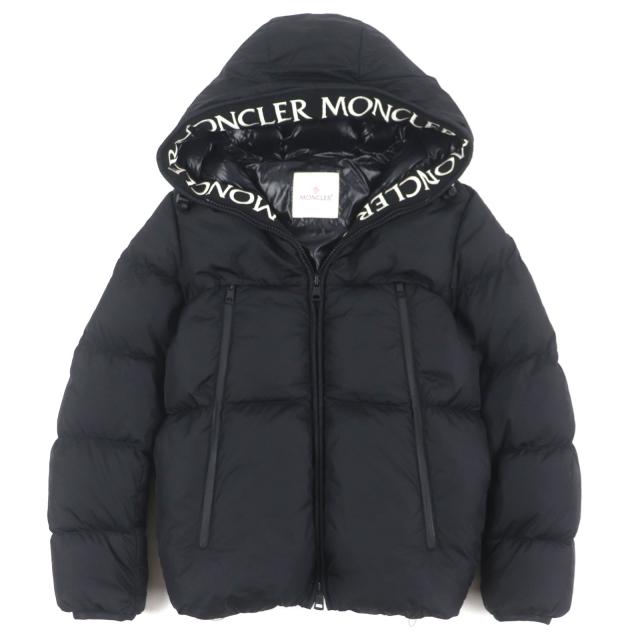 美品▼MONCLER モンクレール 19-20AW MONTCLA モンクラ フード・ラバーワッペン付き WZIPUP ダウンジャケット ブラック 1 正規品 メンズ