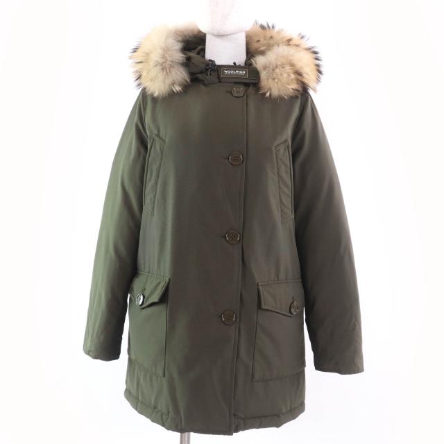 美品☆WOOLRICH ウールリッチ WWCPS2479D ARCTIC PARKA コットン ファー・フード付 ダウンコート カーキ S 正規品 レディース