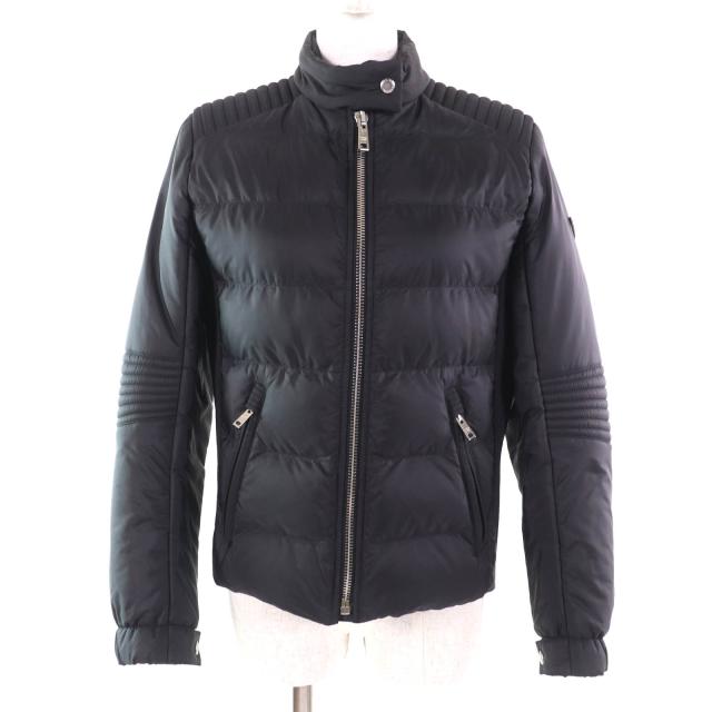 美品★PRADA プラダ 290545 トライアングルロゴ ZIP UP ダウンジャケット アウター ブラック 42 正規品 レディース