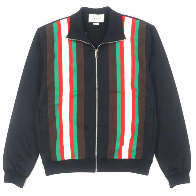 未使用品▼GUCCI グッチ 615731 シェリーライン ウェブライン ジップアップ トラックジャケット ブラック M イタリア製 正規品 メンズ